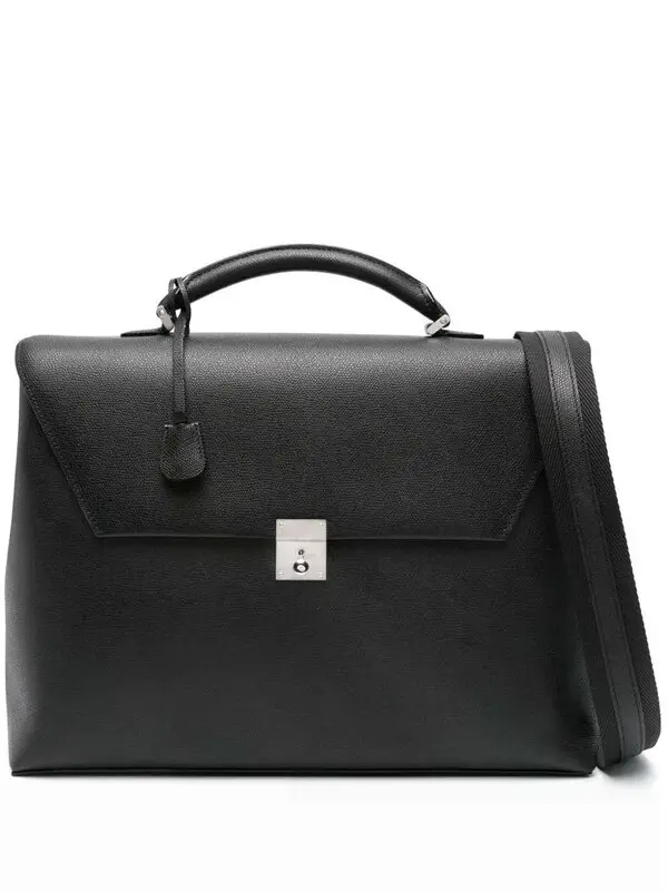 VALEXTRA Avietta Grained Leather Briefcase - Black