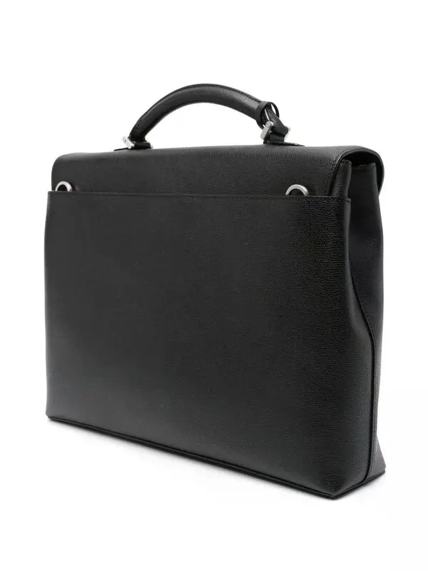 VALEXTRA Avietta Grained Leather Briefcase - Black