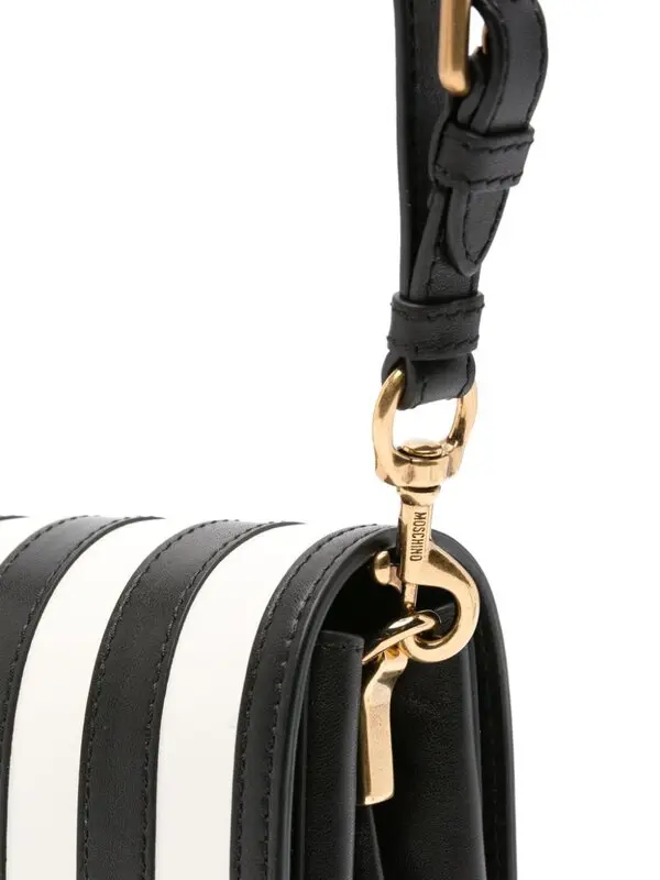 Moschino Striped Leather Shoulder Bag