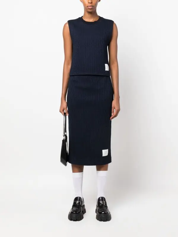 Thom Browne Logo-patch Jacquard Top