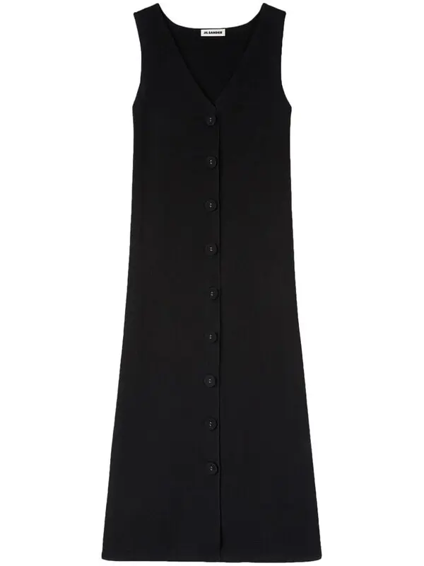 JIL SANDER V-neck Knitted Midi Dress