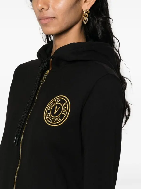 Versace Logo-embroidered Zip-up Hoodie