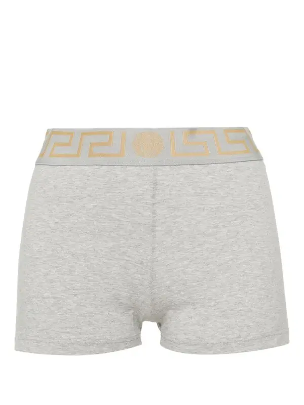 Versace Greca-waistband Cotton Boyshort - Grey
