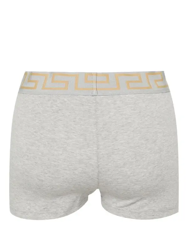 Versace Greca-waistband Cotton Boyshort - Grey
