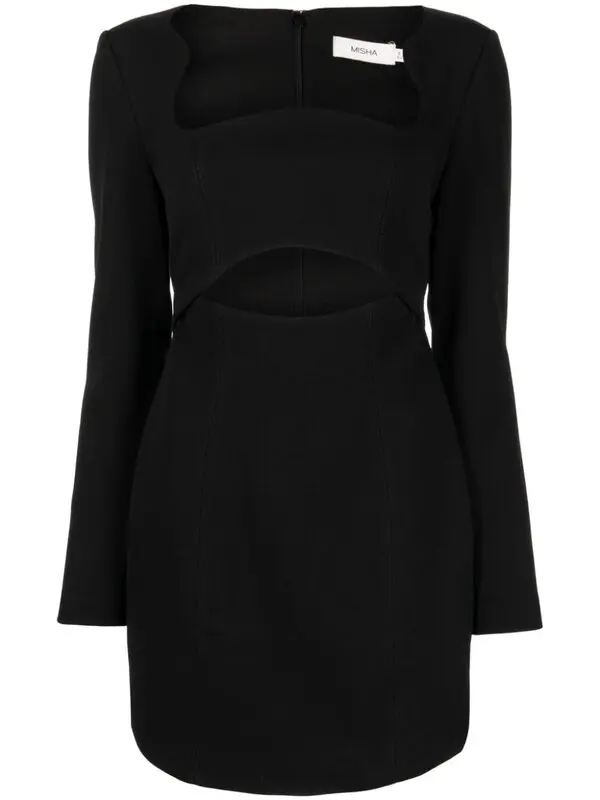 hazel cut out mini dress black Cutout Black Satin Mini Dress main image 1