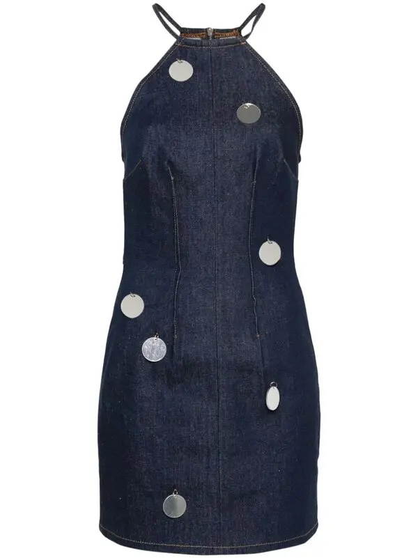 David Koma Mirror-detail Denim Mini Dress
