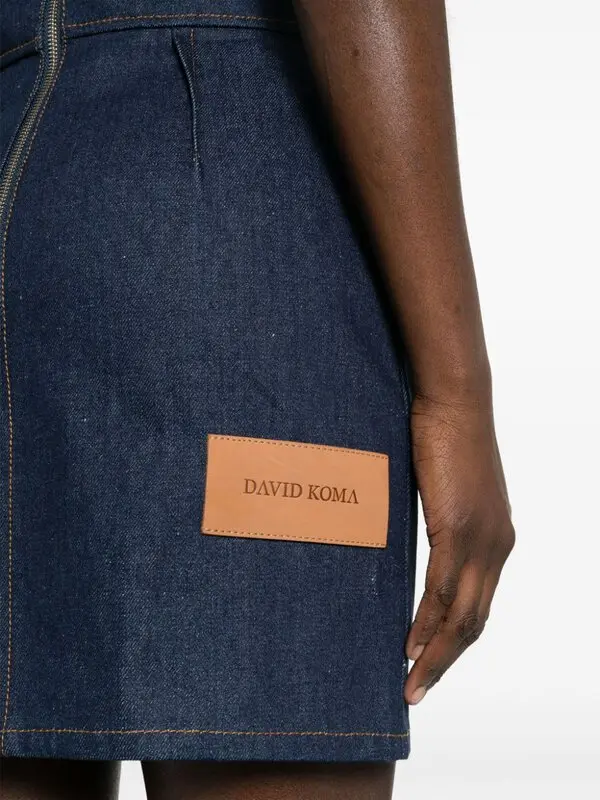 David Koma Mirror-detail Denim Mini Dress