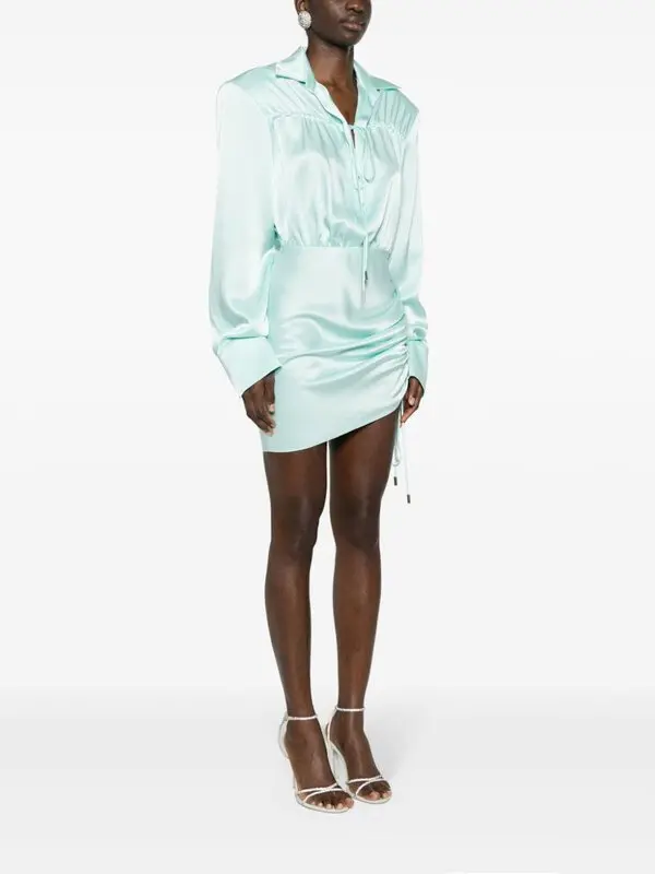 David Koma Satin Shirt Dress With Gathered Detailing