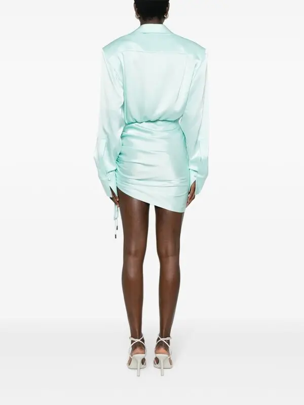 David Koma Satin Shirt Dress With Gathered Detailing
