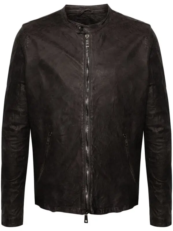 Giorgio Brato Crinkled Leather Jacket In Black - 54% Off
