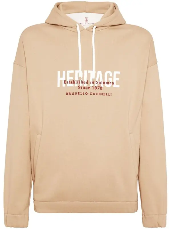 Brunello Cucinelli Logo-embroidered Drawstring Hoodie - Neutrals