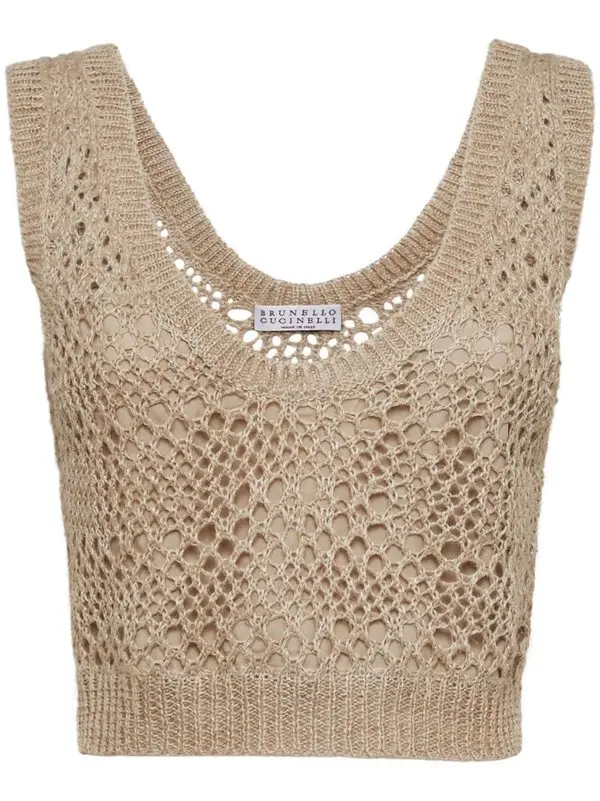 Brunello Cucinelli Open-knit Tank Top - Neutrals