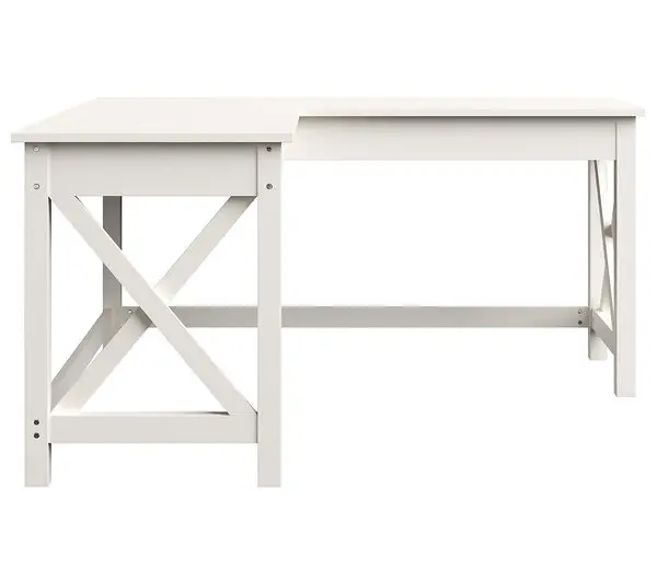 LAVISH HOME Computer Desk L-shaped Desk With X- Pattern Legs