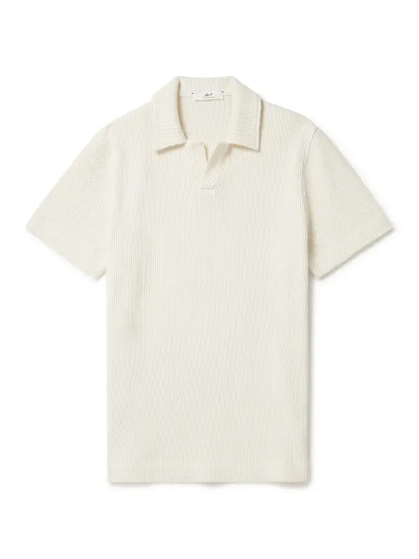 Mr P. Waffle-knit Organic Cotton Polo Shirt