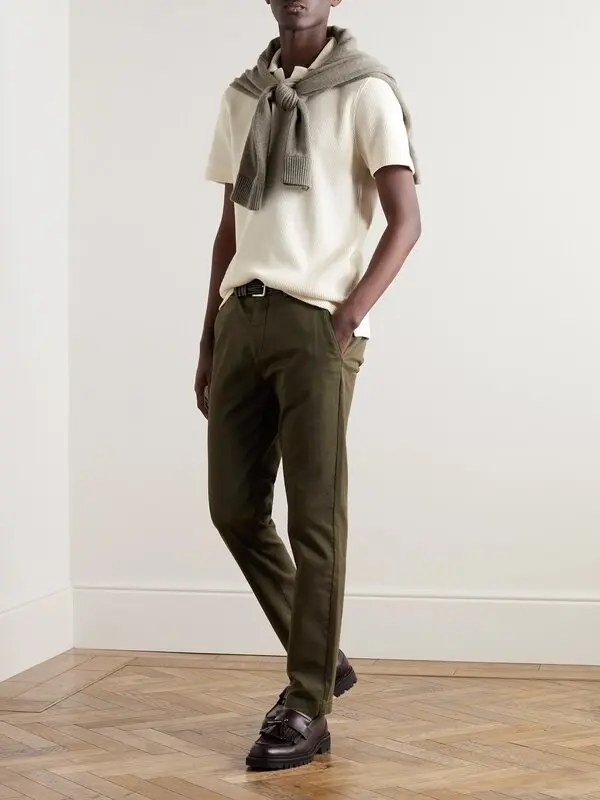 Mr P. Waffle-knit Organic Cotton Polo Shirt