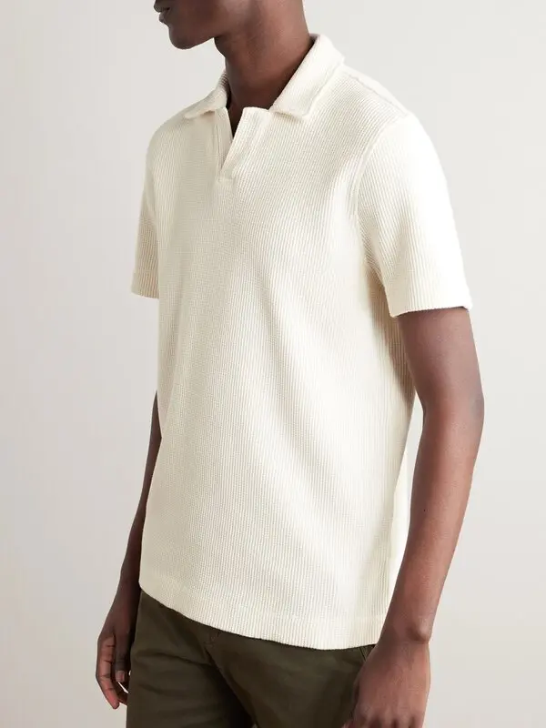 Mr P. Waffle-knit Organic Cotton Polo Shirt