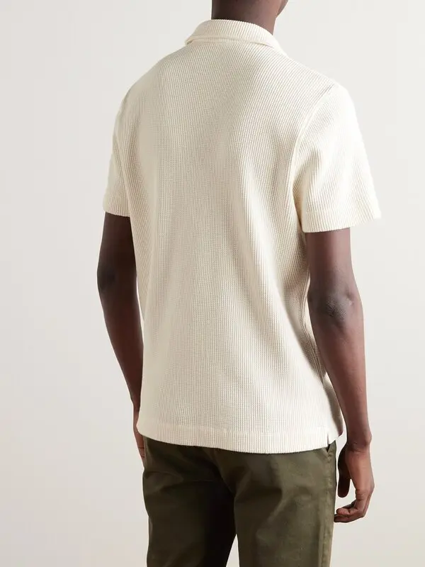 Mr P. Waffle-knit Organic Cotton Polo Shirt