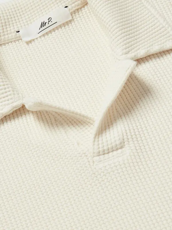 Mr P. Waffle-knit Organic Cotton Polo Shirt