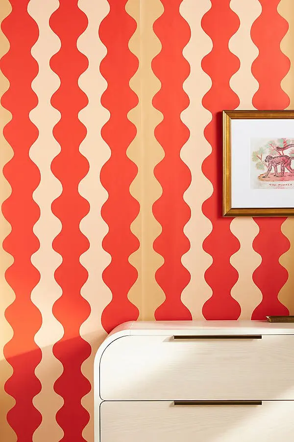 MITCHELL BLACK Low Frequency Geometric Wallpaper - Tangerine