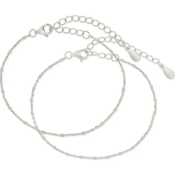 Sterling Forever Chloe Station Bracelets Set Of 2 - Silver