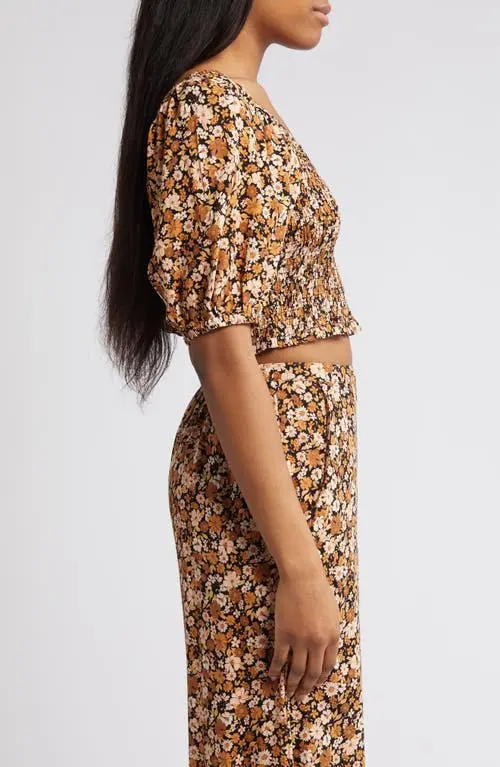 Rip Curl Sea Of Dreams Floral Smocked Crop Top