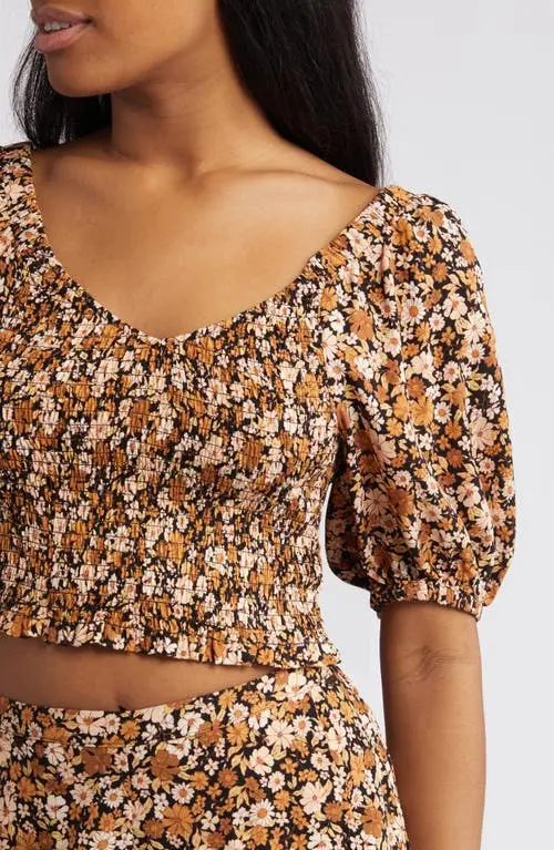 Rip Curl Sea Of Dreams Floral Smocked Crop Top