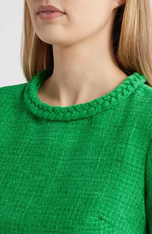 Shoulder Green Eliza J Dress Eliza J Braid Detail Tweed Dress Green  Editorialist