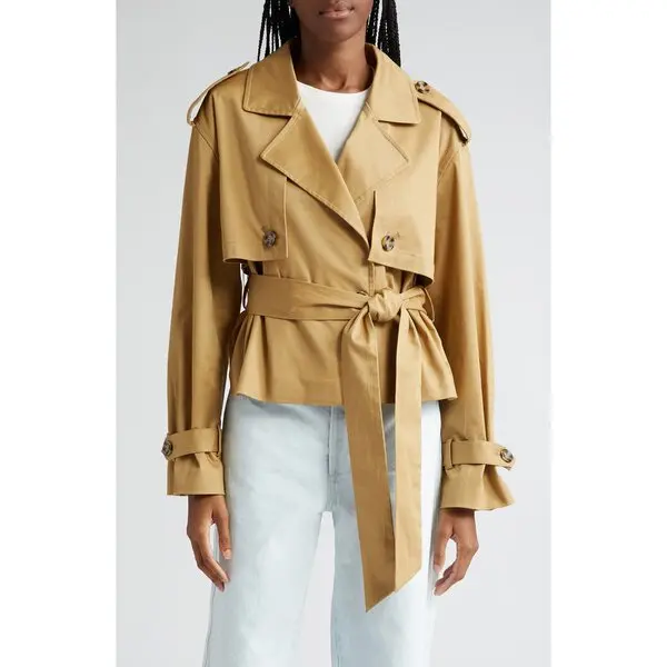 FAVORITE DAUGHTER The Charles Crop Trench Coat - Sand