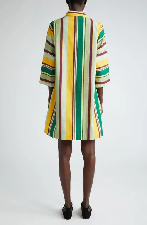 Akris Stripe Long Sleeve Cotton Shift Dress