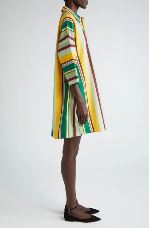 Akris Stripe Long Sleeve Cotton Shift Dress