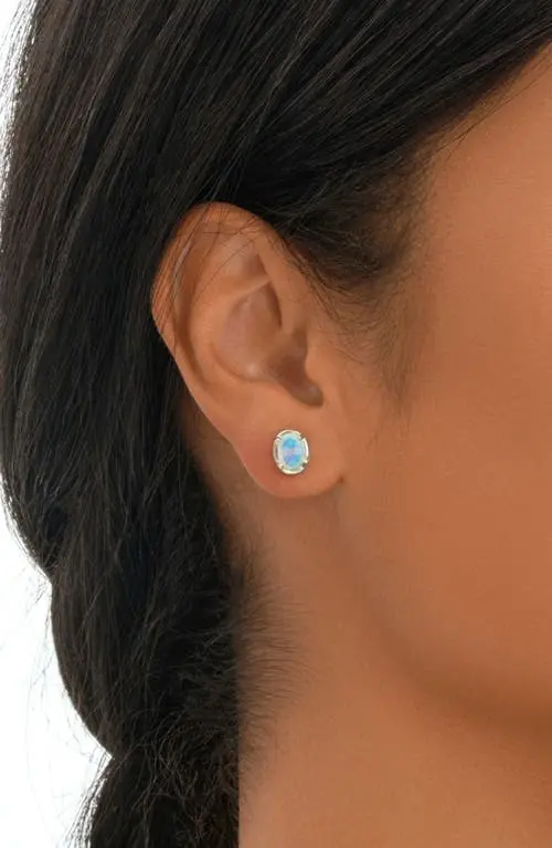 Sterling Forever Lab-created Opal Oval Stud Earrings - Silver