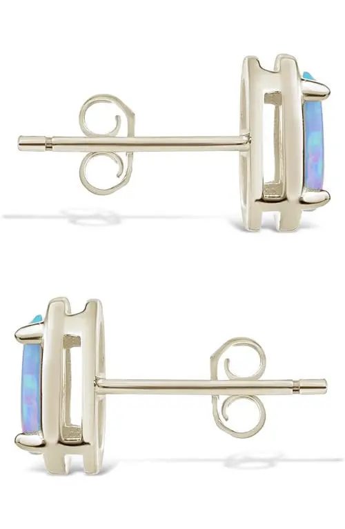 Sterling Forever Lab-created Opal Oval Stud Earrings - Silver