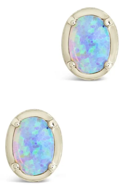 Sterling Forever Lab-created Opal Oval Stud Earrings - Silver