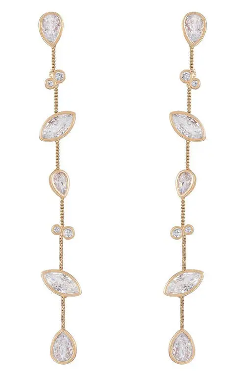 Ettika Crystal Linear Drop Earrings - Gold