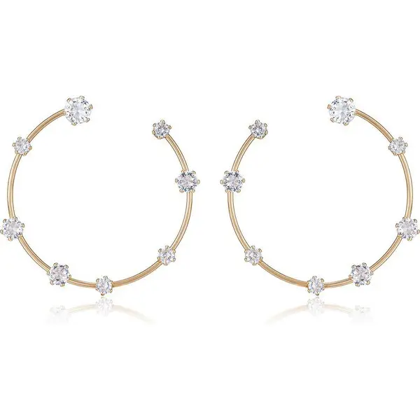 Ettika Cubic Zirconia Hoop Earrings - Gold