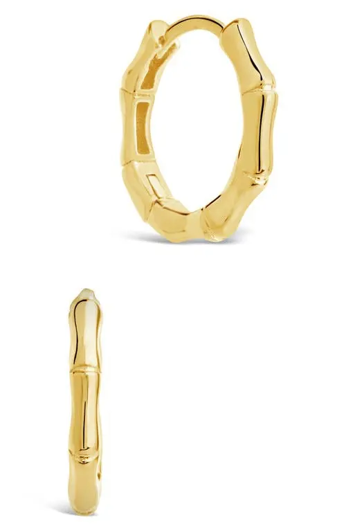 Sterling Forever Bamboo Hoop Huggie Earrings - Gold