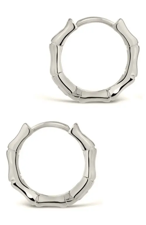 Sterling Forever Bamboo Hoop Huggie Earrings