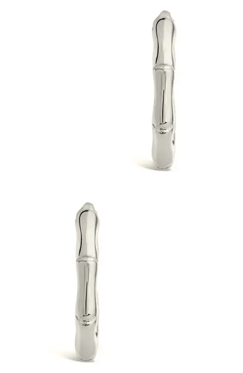 Sterling Forever Bamboo Hoop Huggie Earrings
