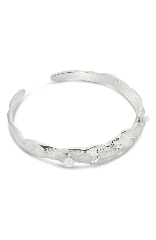 Sterling Forever Caspara Imitation Pearl Cuff Bracelet - Silver