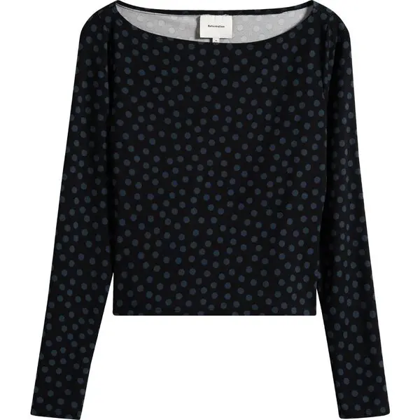 REFORMATION Wiley Ballet Neck Long Sleeve Top - Cosmic Dot