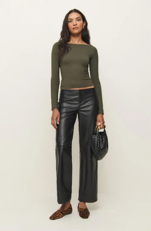 REFORMATION Wiley Ballet Neck Long Sleeve Top - Pine Tree