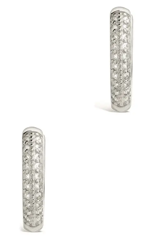 Sterling Forever Pavé Cubic Zirconia Huggie Hoop Earrings
