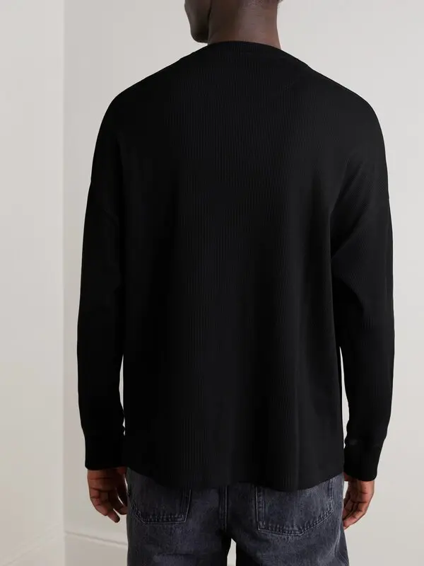 Loewe Oversized Logo-embroidered Ribbed Cotton T-shirt - Black