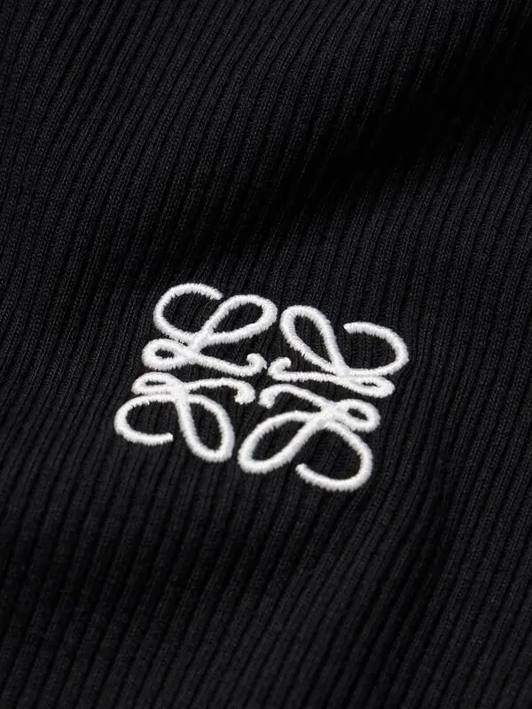 Loewe Oversized Logo-embroidered Ribbed Cotton T-shirt - Black