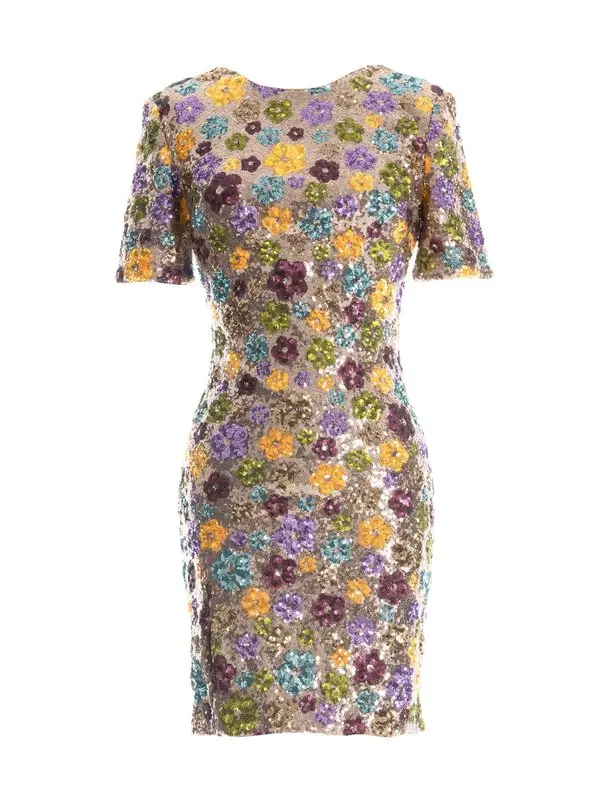 Dress The Population Maddox Floral Sequined Minidress - Gold Multi