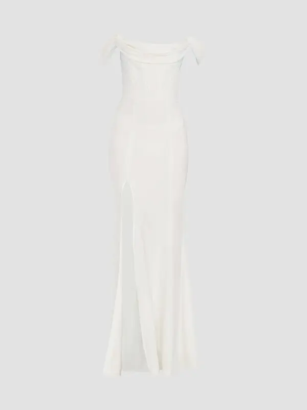 Dress The Population Melania Bustier Mermaid Gown - White