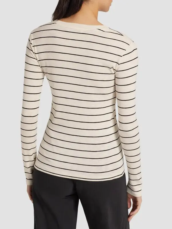 Vince Striped Cotton-blend Crewneck Long-sleeve T-shirt - Black Combo