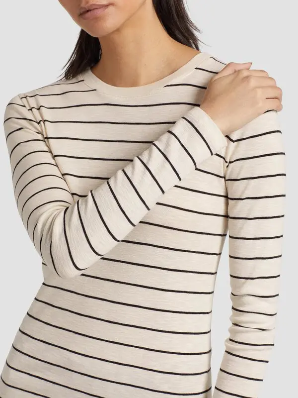 Vince Striped Cotton-blend Crewneck Long-sleeve T-shirt - Black Combo