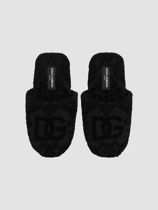 Dolce & Gabbana Crosswise Dg Logo Jacquard Slippers