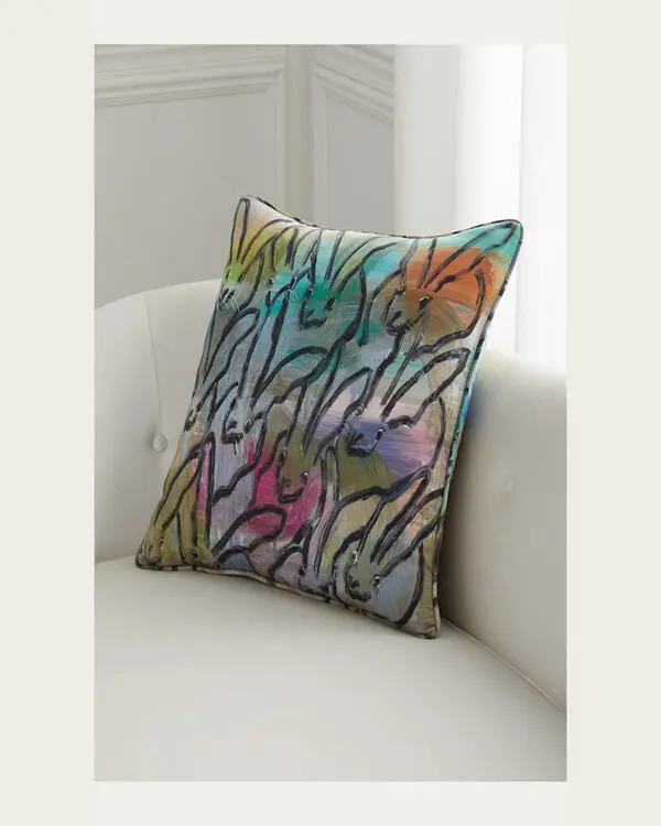 HUNT SLONEM Lucky Bunny Cotton Pillow